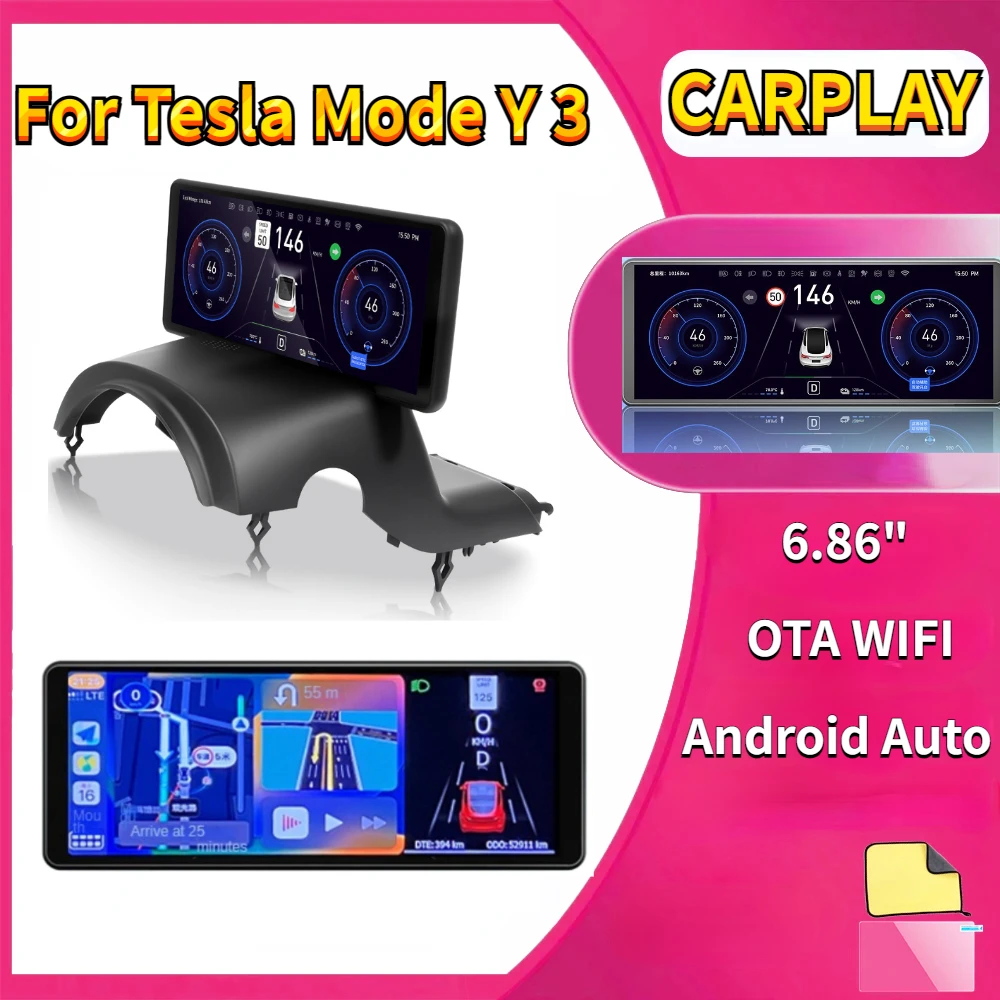 For-Tesla-Model-3-Y-6-86-Screen-Instrument-Cluster-Display-HD-IPS-HUD ...