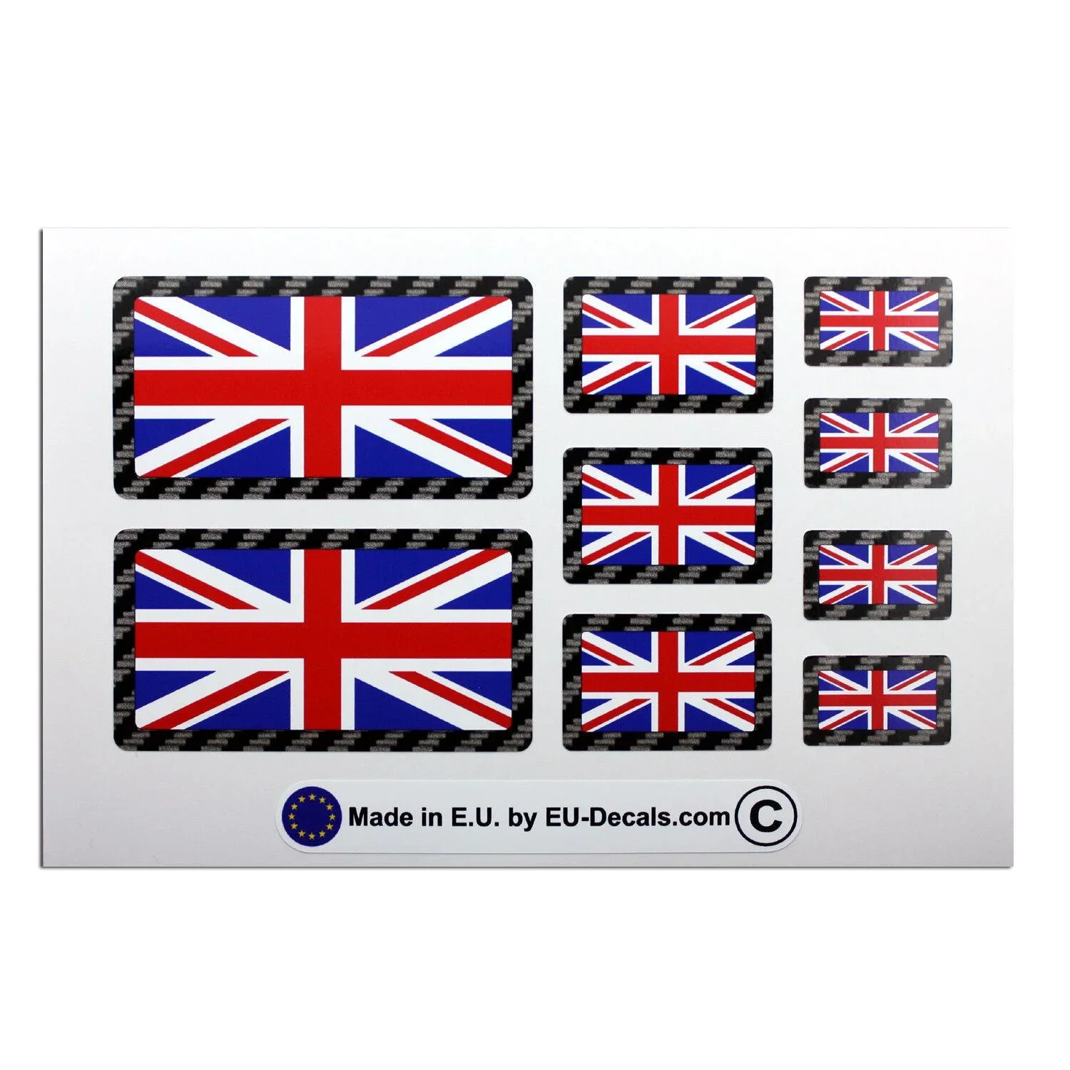 For-9X-UK-Union-Jack-flags-Carbon-fiber-outline-Laminated-Decals ...