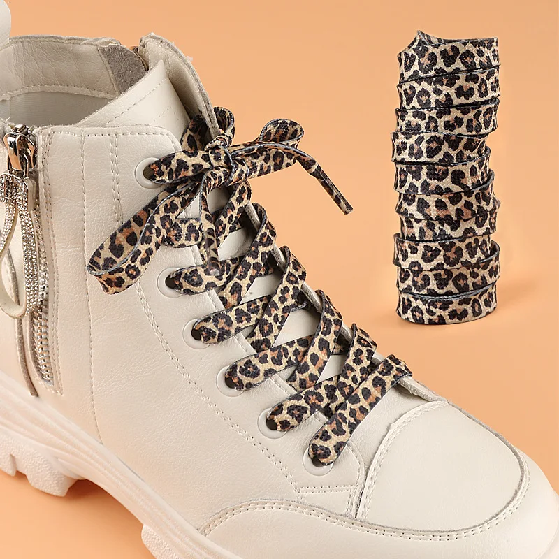 1 Pair Classic Leopard Print Shoelaces Women Girl Men Flat Laces ...