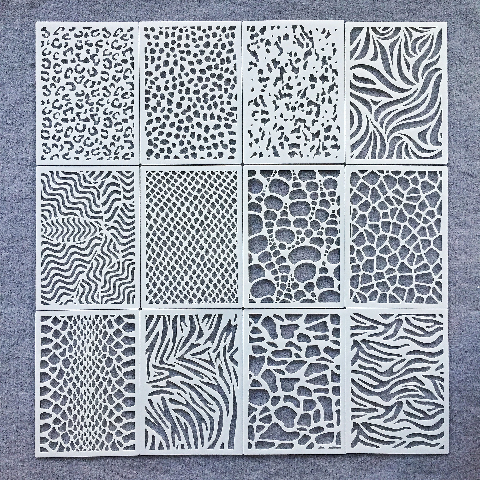 12pcs/set 21*15cm Leopard Printed Graffiti Diy Layering Stencils Wall ...