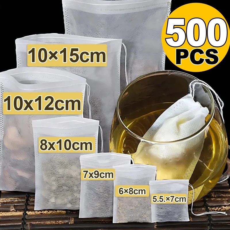 500-50PCS-Non-woven-Tea-Bags-Disposable-Fabric-Tea-Bag-with-Drawstring ...