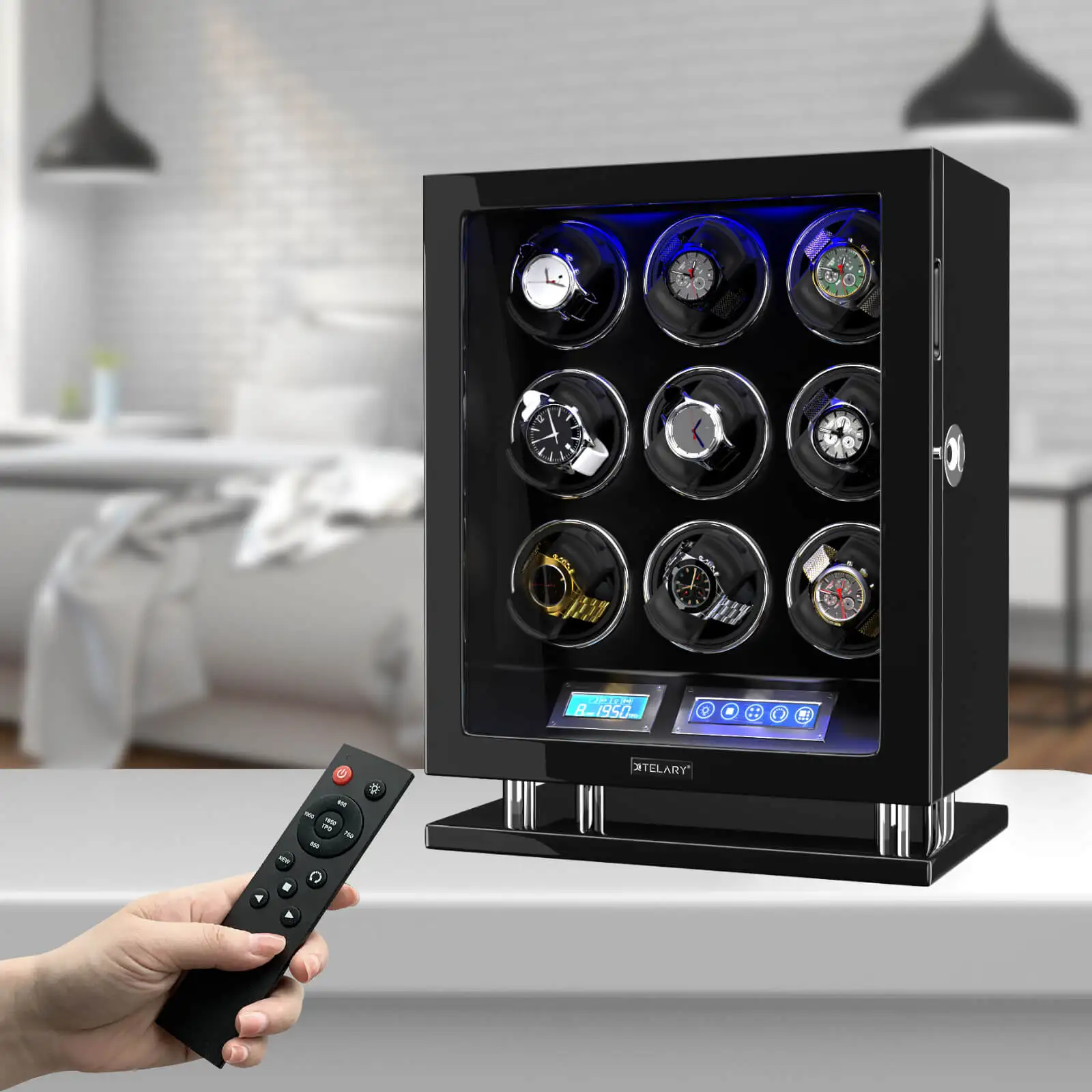 Fingerprint-Unlock-Watch-Winder-for-9-Automatic-Watches-with-Touch ...