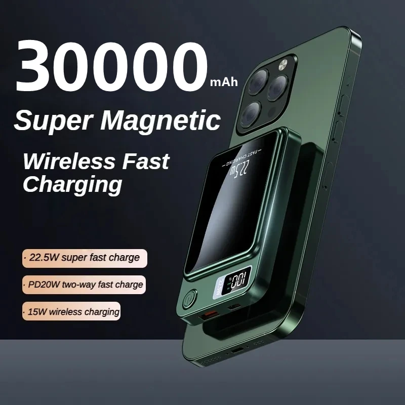 30000mAh-Wireless-Fast-Charger-For-Magsafe-Magnetic-Power-Bank-Portable-External-Auxiliary ...