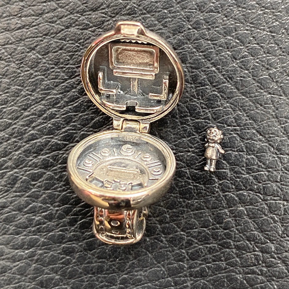 925-Sterling-Silver-Polly-Pocket-Watch-With-Mini-Doll-Stopper-Charm ...