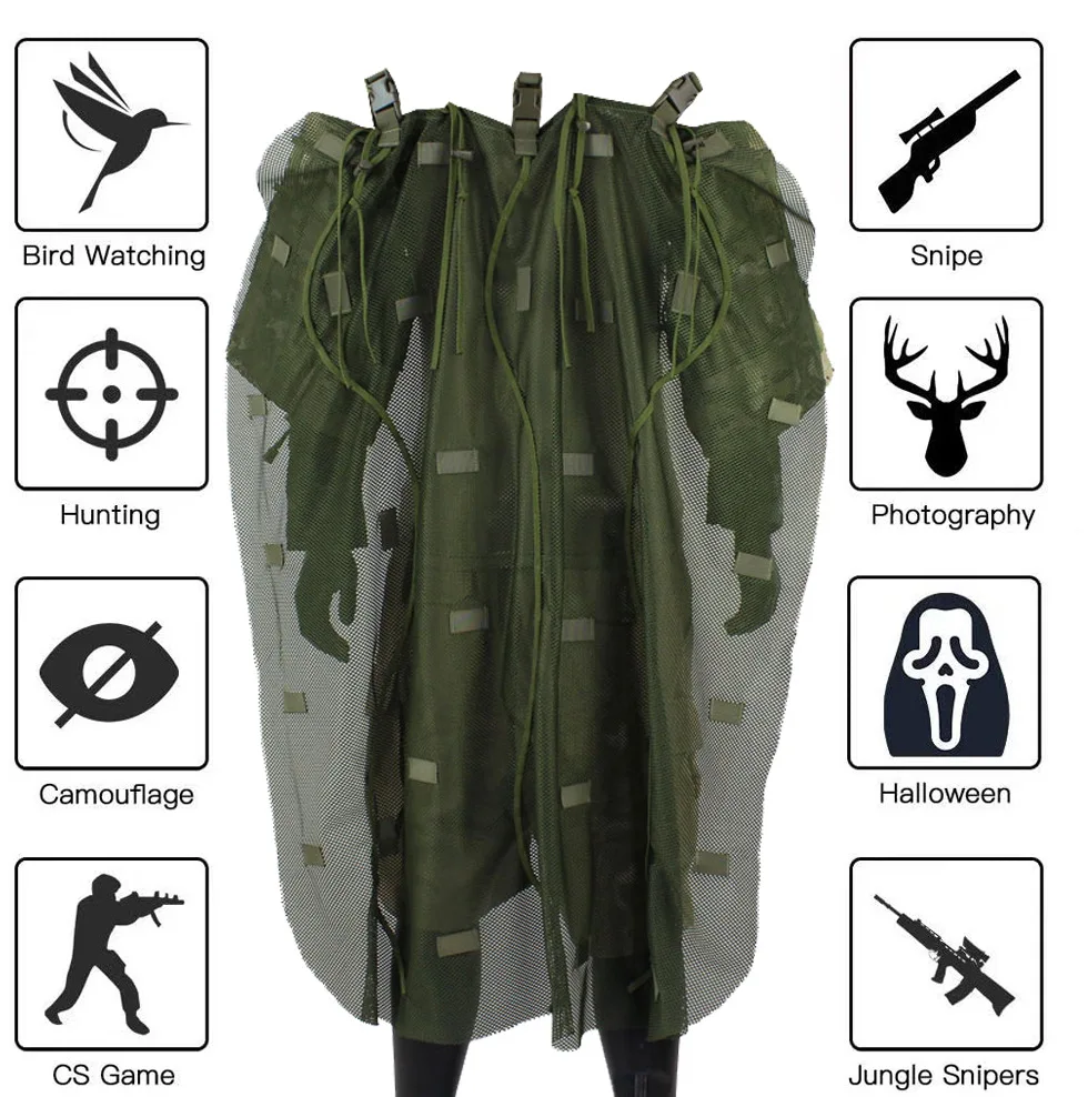 Nylon-Mesh-Tactical-Cape-Ghillie-Sniper-Camouflage-Backpack-Bunker-Army ...