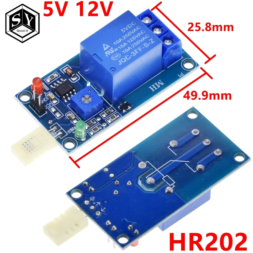 1pcs Hr202 Dc 5v 1 Channal 1ch Humidity Sensor Switch Relay Module ...