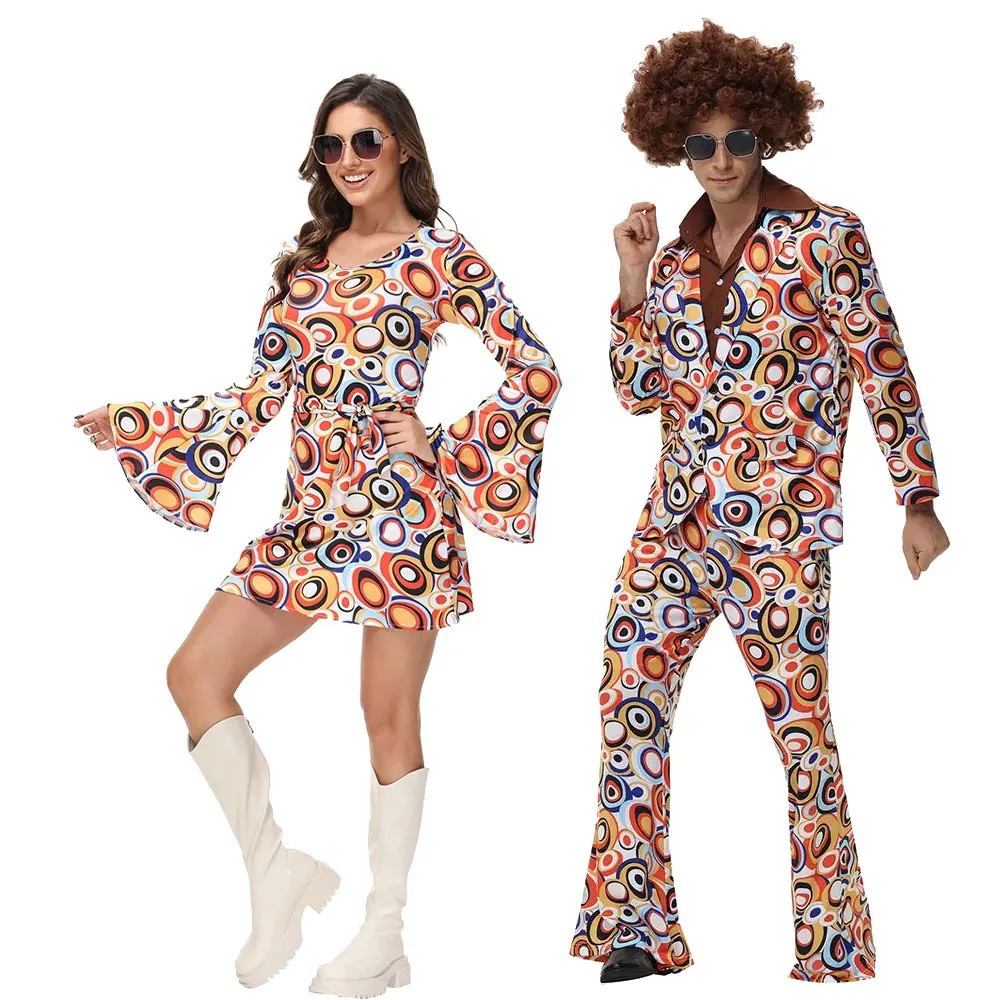 Halloween Party Disco Adult Couples Hippie Costumes Dance Fantasia ...