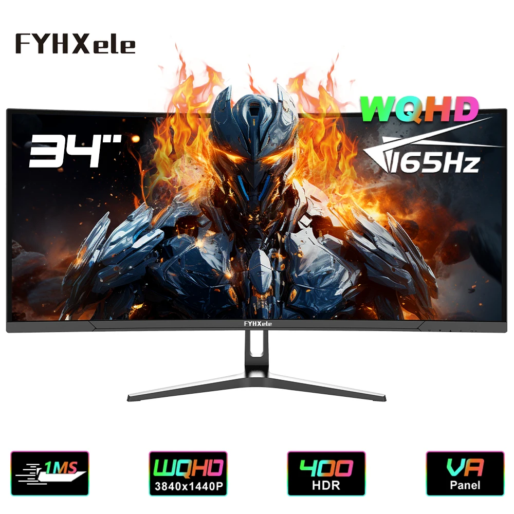 FYHXele-34-Inch-Monitor-165Hz-VA-WQHD-Desktop-Wide-Display-21-9-LED ...
