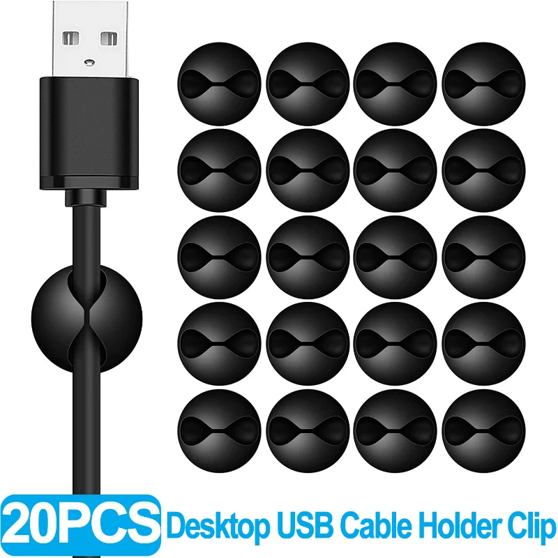 20/2PCS USB Cable Organizer Wire Winder Earphone Holder Cord Clip ...