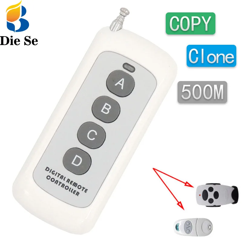 433mhz Rf Copy Remote Control 500m 4 Button Transmitter Clone Fixed Learning Code For Gadget ...