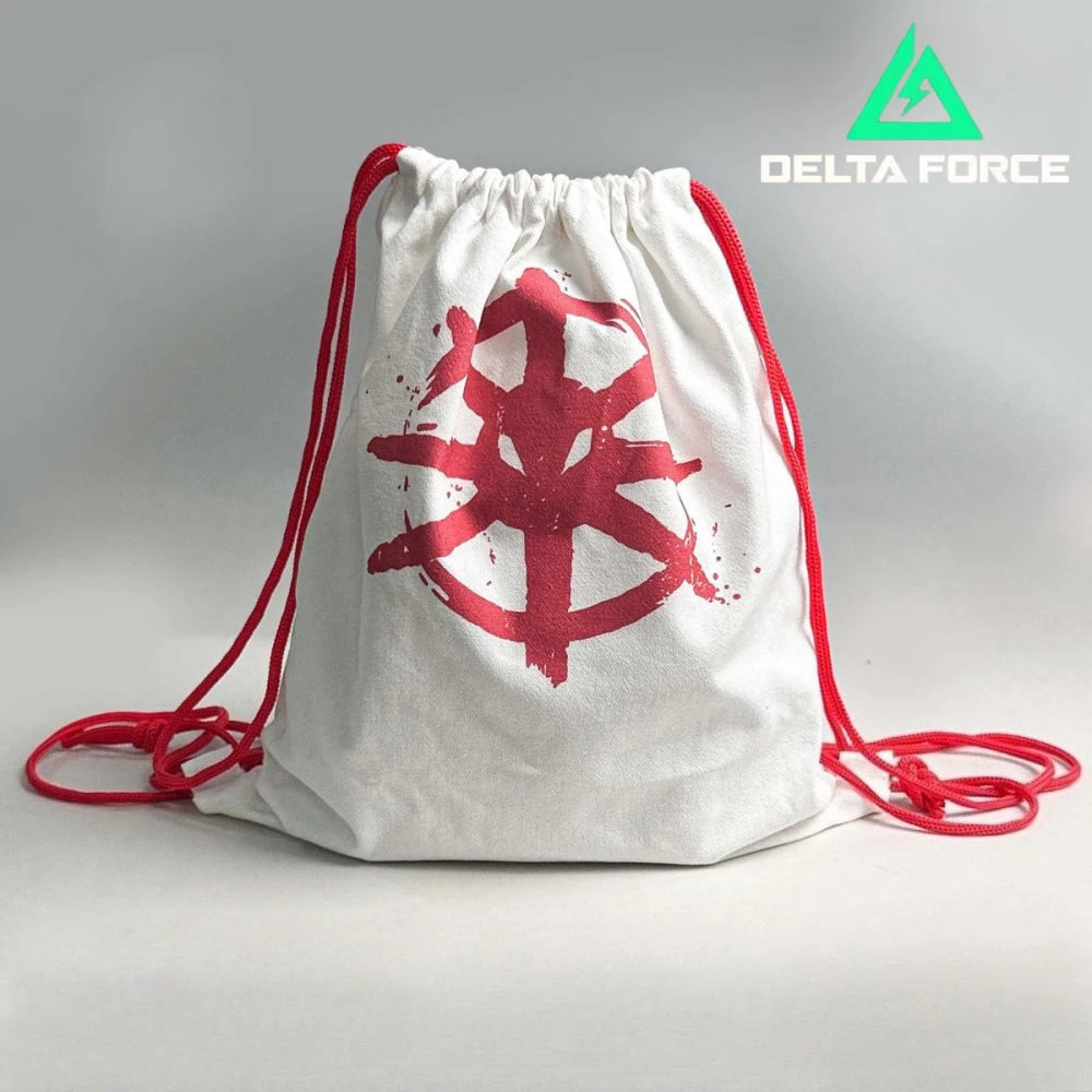 Game Delta Force Backpack Cosplay White Red Drawstring Canvas Bag ...