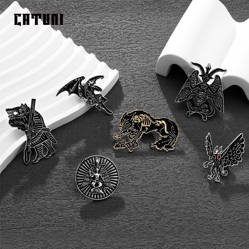 Catuni-Goth-Werewolf-Broche-para-Homem-Pag-o-Lapela-Lanyard-L-cifer-Pin ...