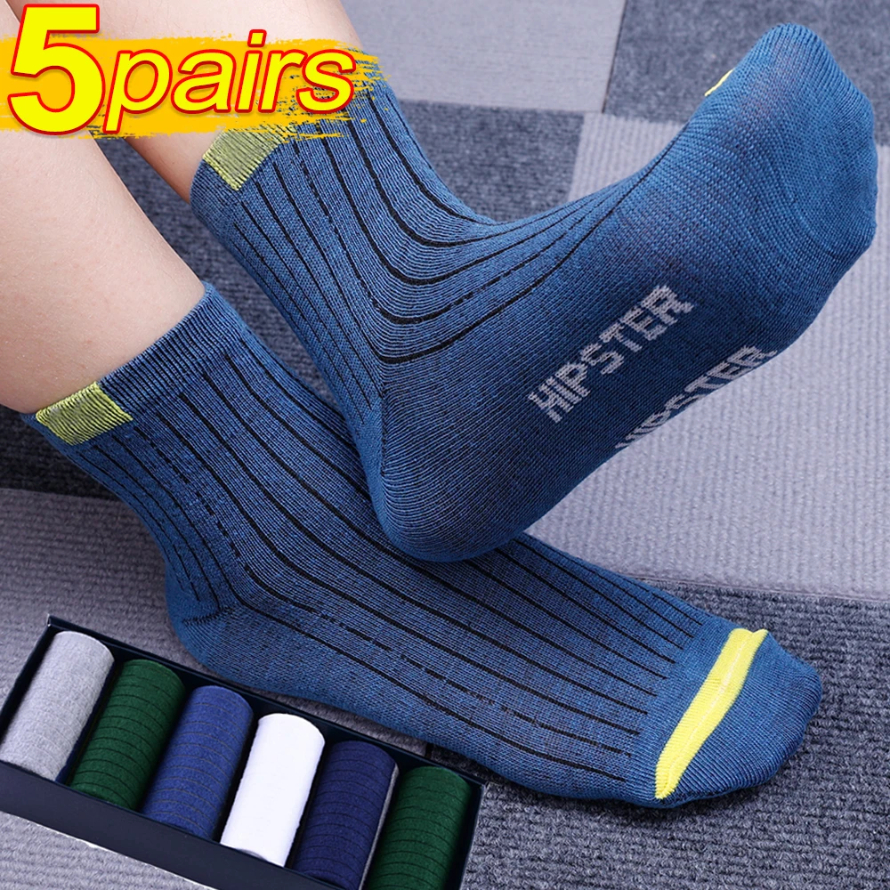 Bamboo-Fiber-5Pairs-Men-s-Socks-Breathable-Cotton-Letter-Sports-Sock ...