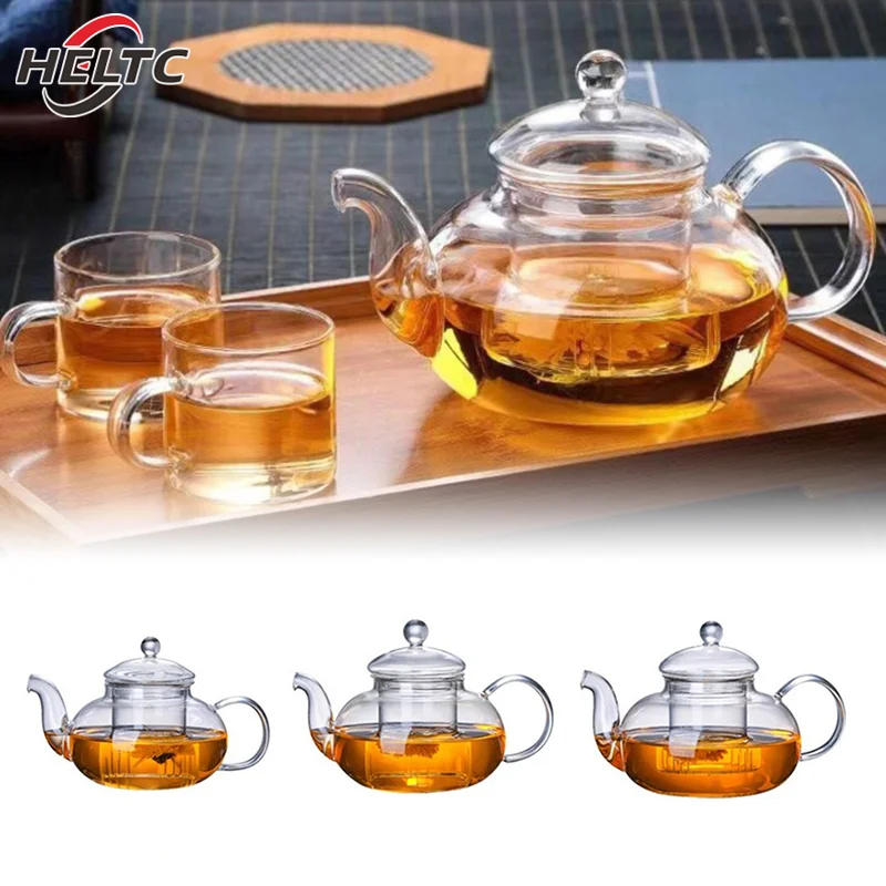 Heat Resistant Glass TeaPot Glass Teapot With Infuser Tea Leaf Herbal ...