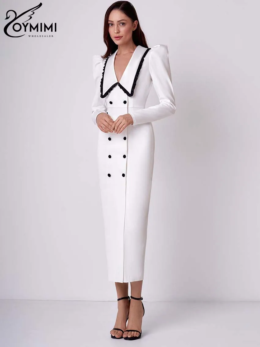 Oymimi-Elegant-White-Patchwork-Dresses-For-Women-Fashion-Wrist-Sleeve ...