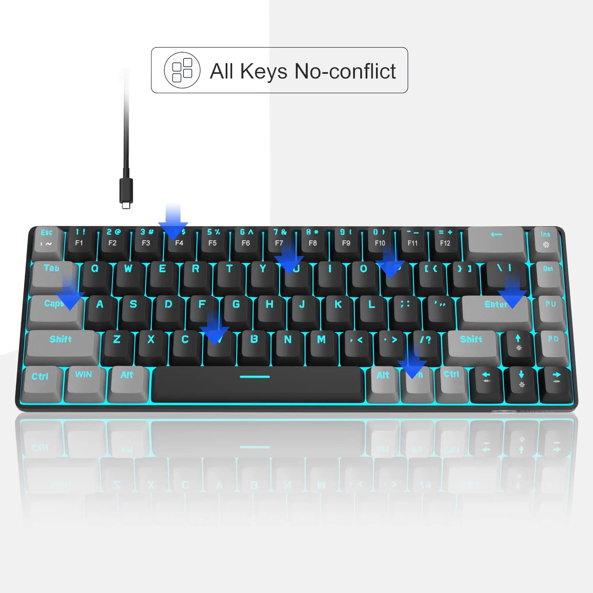 MageGee Portable 60% Mechanical Gaming Keyboard, MK-Box LED, 07/10/2024