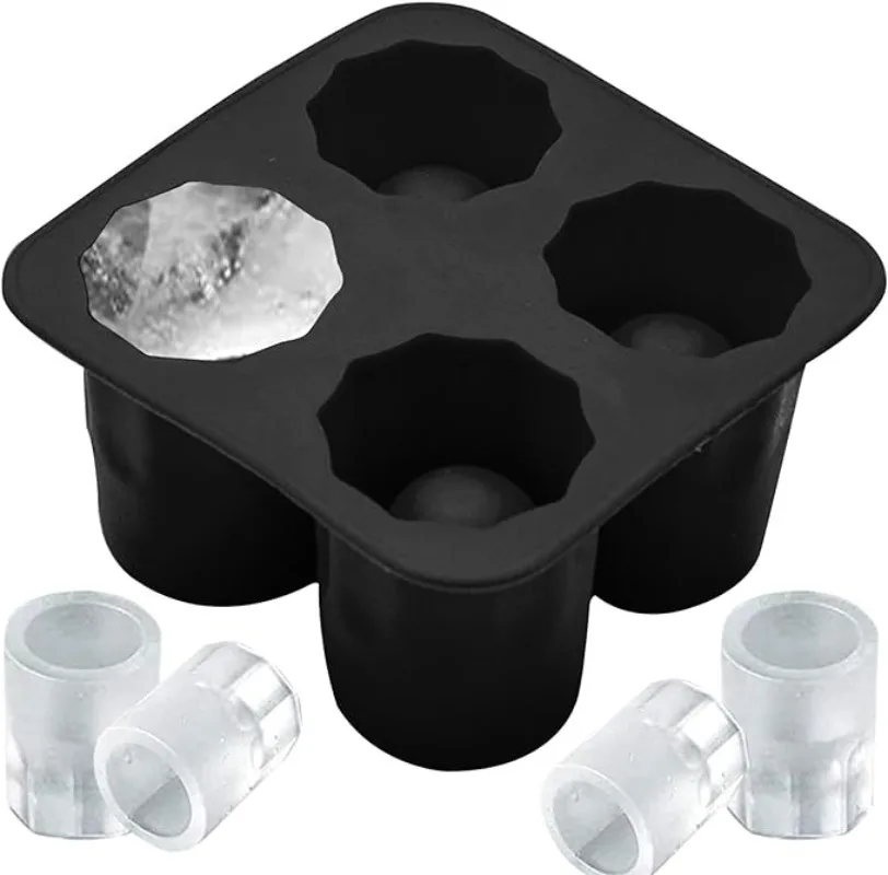 Silicone Shot Glass Mold 4 Cavities Round Ice Shot Glass Mold Reusable ...