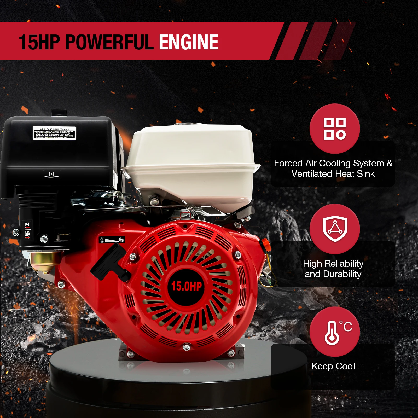 15HP-4-Stroke-Portable-Engine-190F-420CC-Engine-Inclined-Engine-Recoil ...