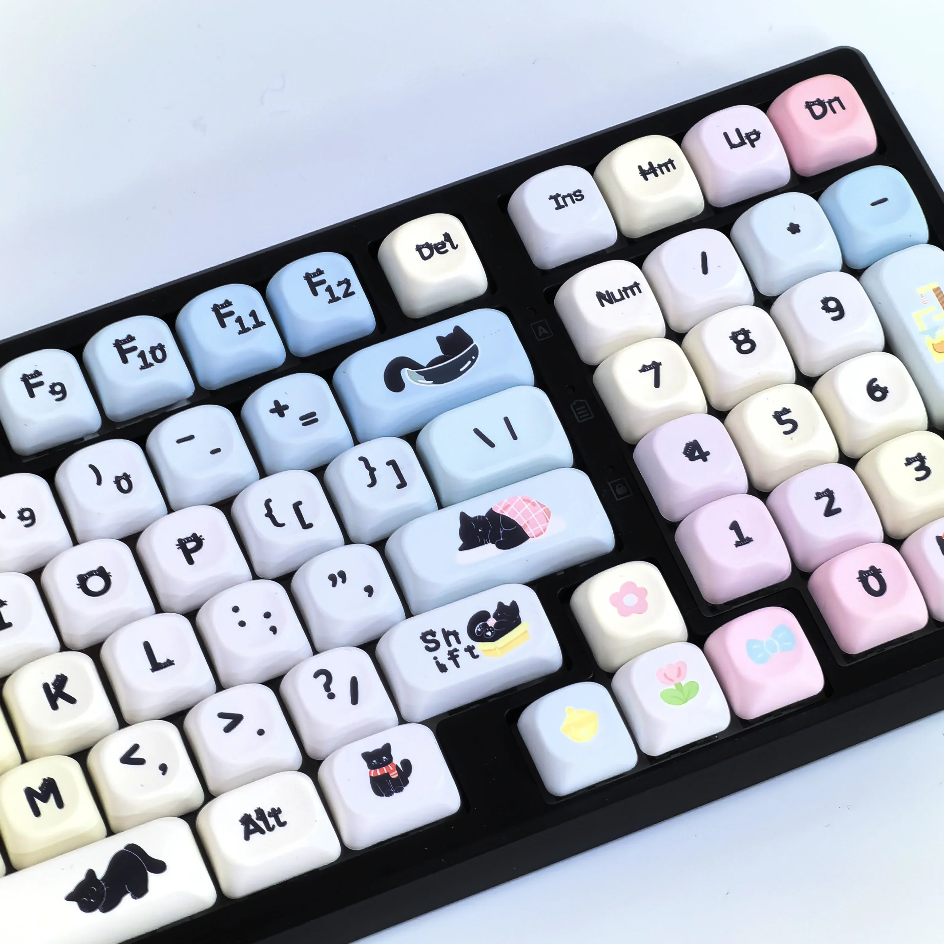 MAIMOOO Black Cat Daily Keycap Cute Cat Gradient Pink Blue Cherry Moa ...