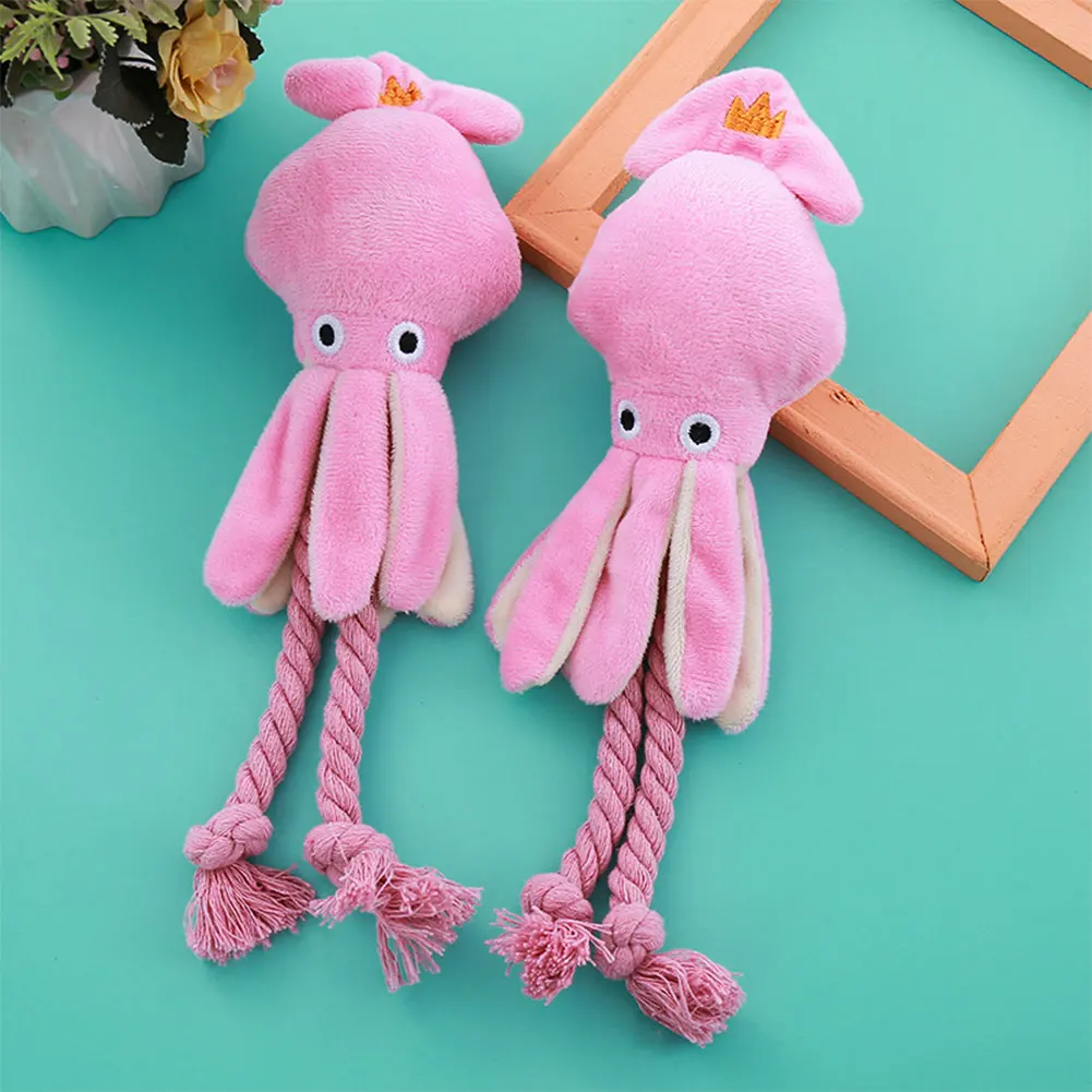 Octopus-Shaped-Pet-Dog-Plush-Toys-Molar-Training-Squeaky-Toys-Animal ...