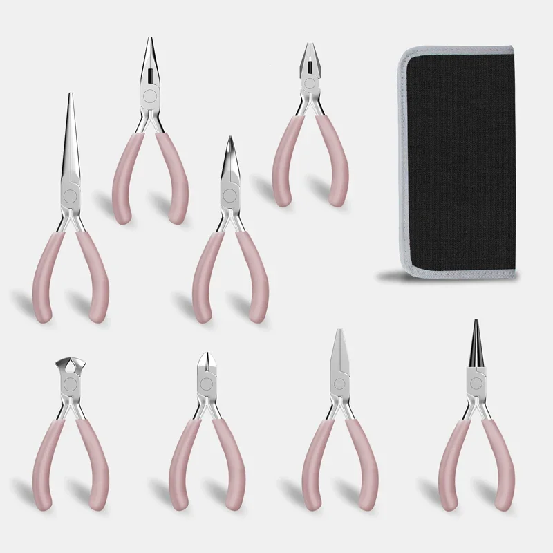 Stainless-Steel-Pliers-Tools-Set-Pink-Color-Round-Nose-Cutting-Wire ...