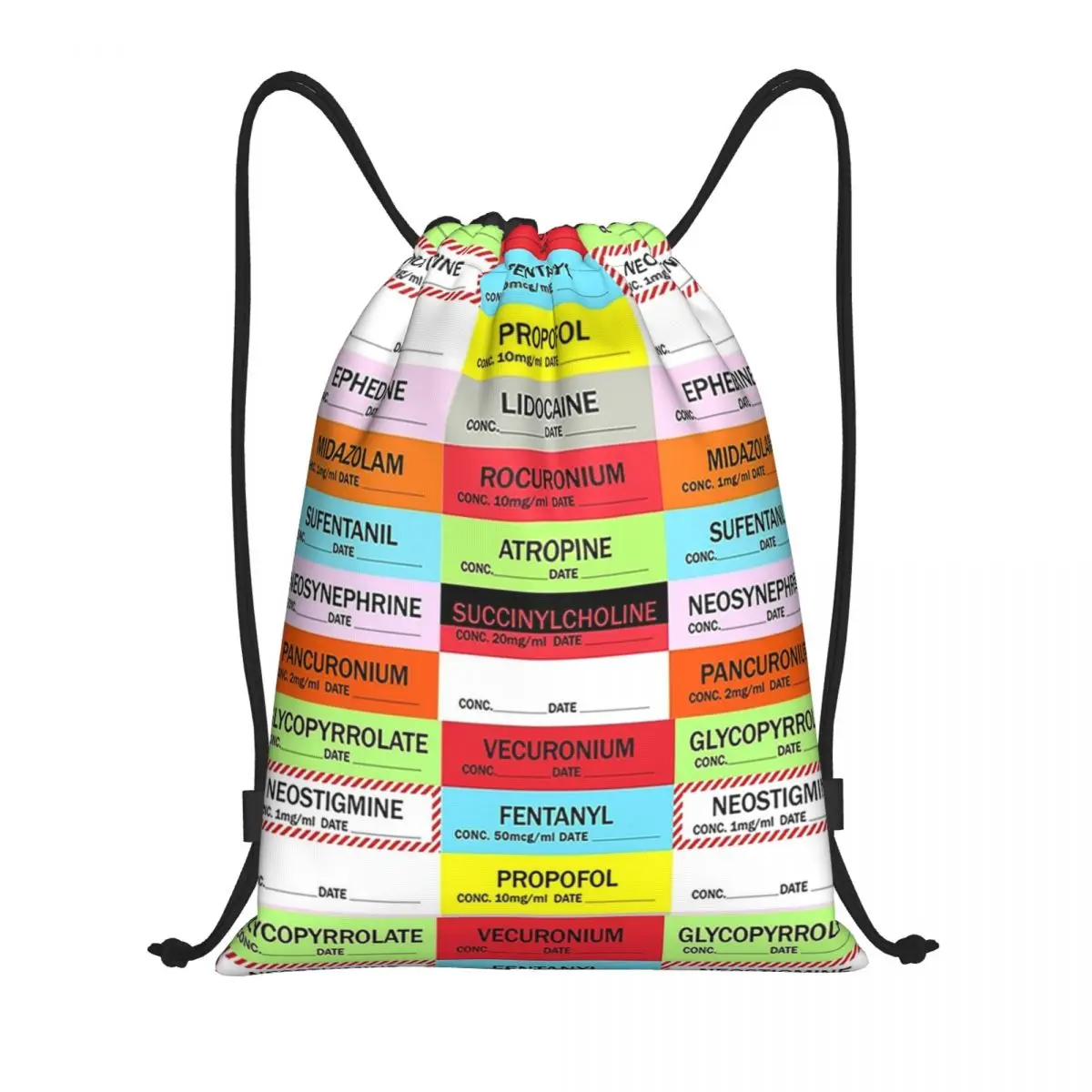 Custom Anesthesia Medication Labels Drawstring Backpack Women Men Sport ...