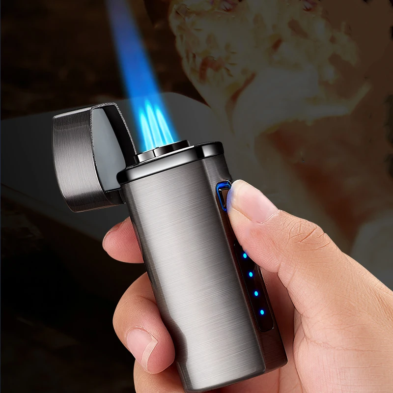 Touch-Sensing-Metal-Outdoor-Windproof-Electric-USB-Lighter-Turbo-Three ...