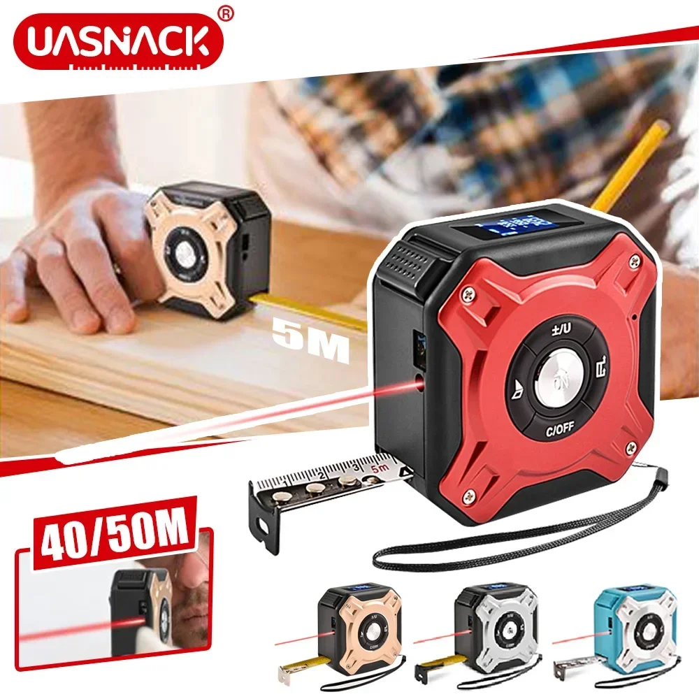 40-50M-Laser-Tape-Measure-Distance-Meter-Stainless-Digital-Retractable ...