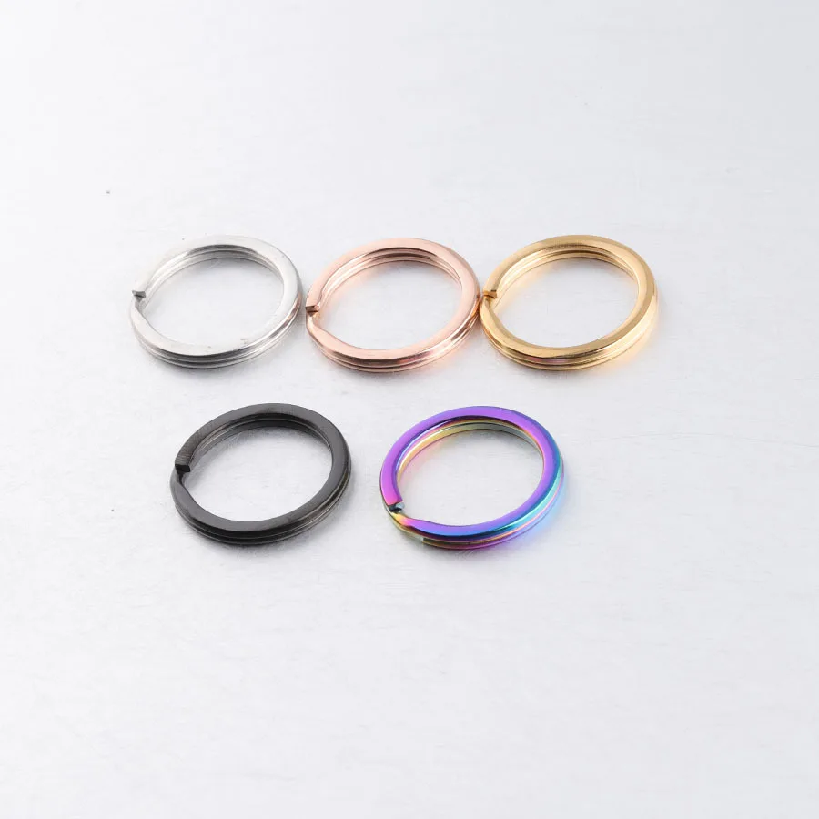5Pcs-Lot-Key-Ring-Rainbow-Color-Stainless-Steel-Mirror-Polished-25-30mm ...