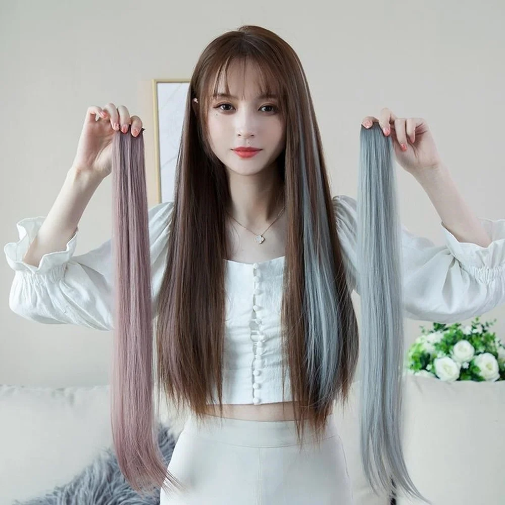 60cm-Hair-Extension-Clip-In-Hairpiece-Long-Straight-Hanging-Ear-Wig ...
