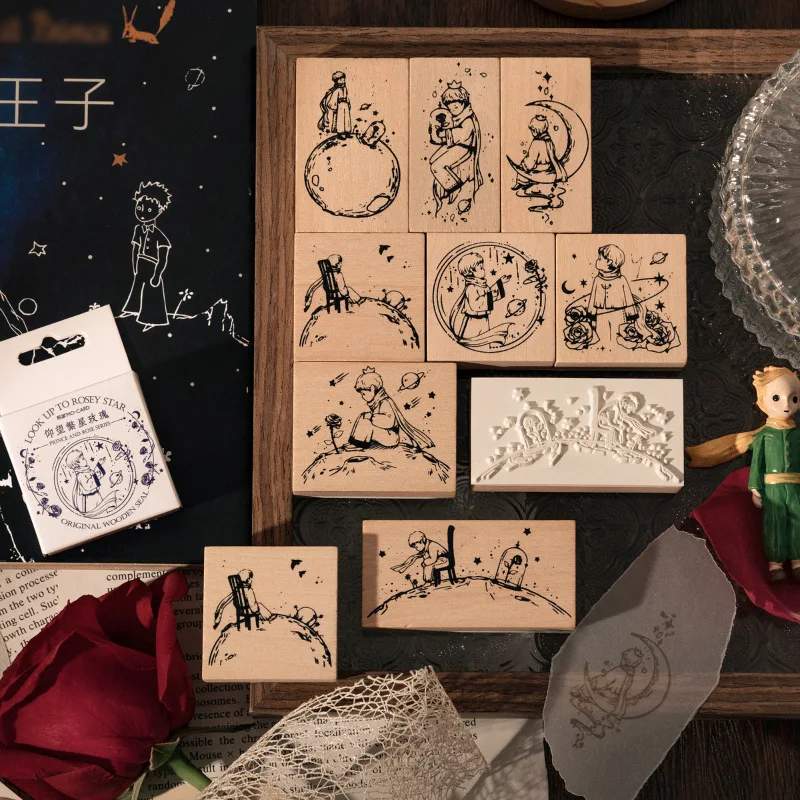 Cute-Little-Prince-Rose-Planet-Stamp-DIY-Craft-Wooden-Rubber-Stamps-For ...