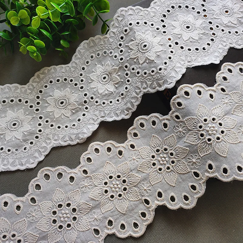 New-Thicken-10Yard-Wide-7-5cm-Beige-Cotton-Lace-Trim-Venice-Rose-Flower ...