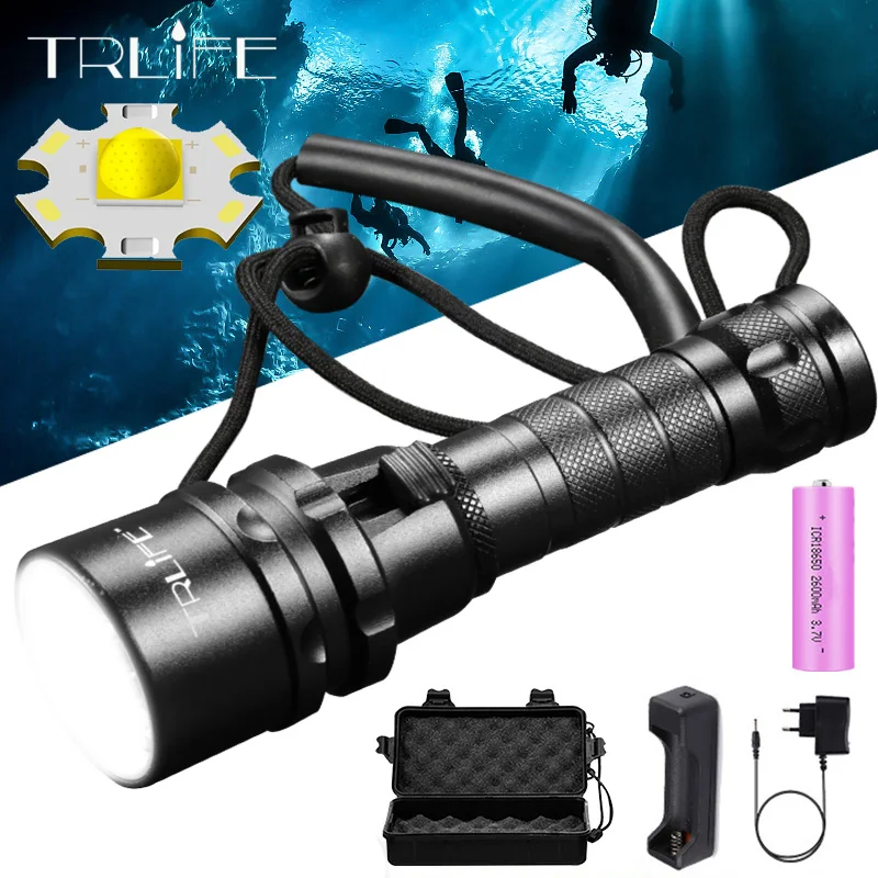 IPX8 Waterproof Professional Scuba Diving Light L2 Underwater 200 Meter ...
