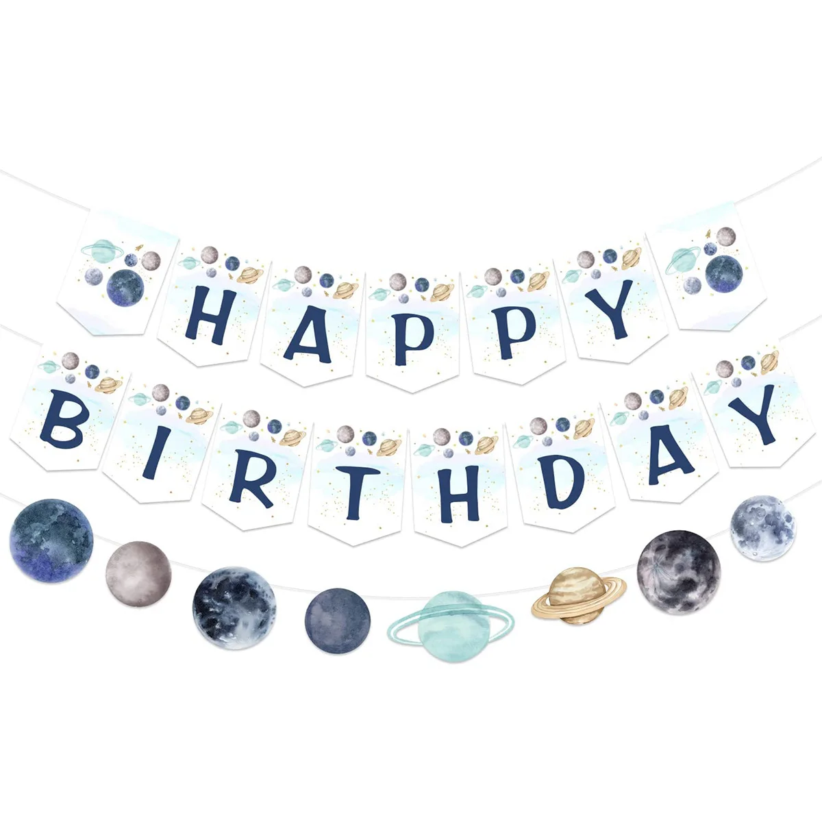 Outer-Space-Theme-Birthday-Banner-Garland-for-Boy-First-Trip-Around-the ...
