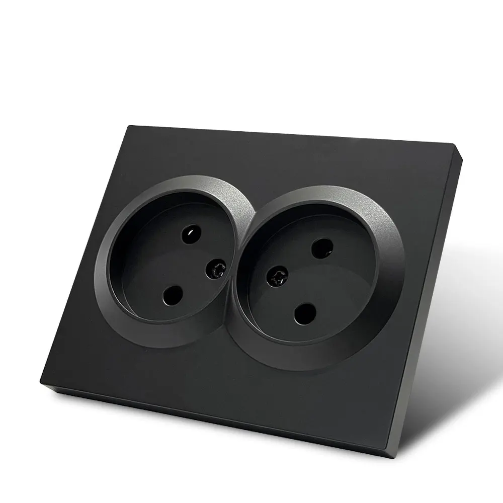 WESA-Black-Double-Power-Socket-16A-EU-Standard-Electrical-Outlet ...