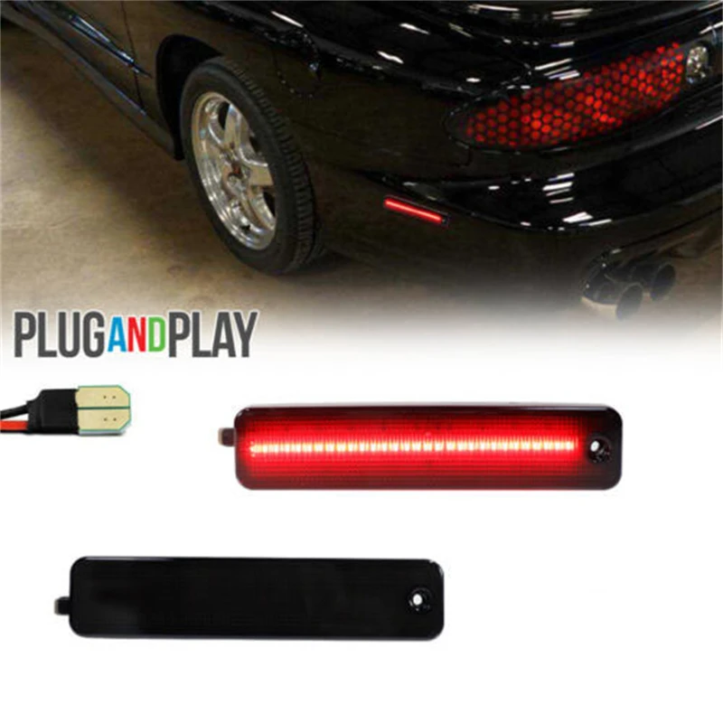 2Pcs Rear Bumper LED Side Marker Lights Smoked Lens Red For Pontiac ...