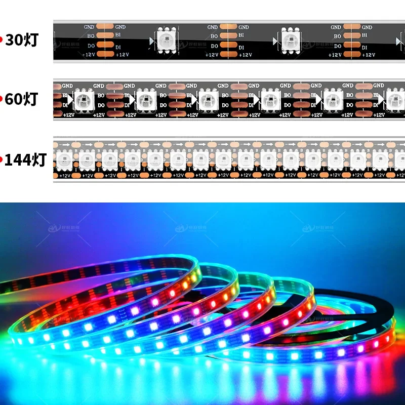 Fita-de-luz-LED-endere-vel-Pixel-Full-Color-WS2815-SMD5050-RGB-30-60 ...