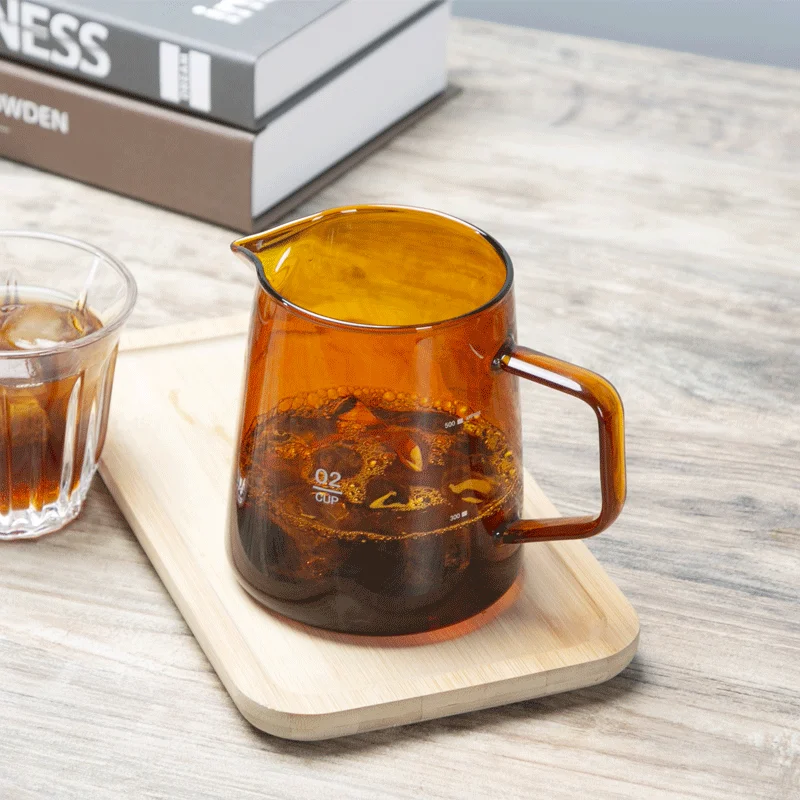 300/500ml Coffee Colored Glass Pot with Lid Shared Coffee Pot Pouring ...