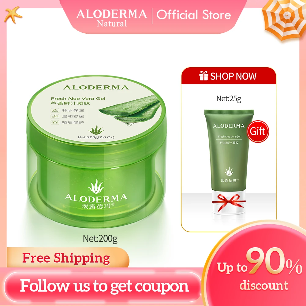 Aloderma Organic Pure Aloe Vera Gel 96% Organic Aloe Post Sun Soothing Repair Gel 200g ...