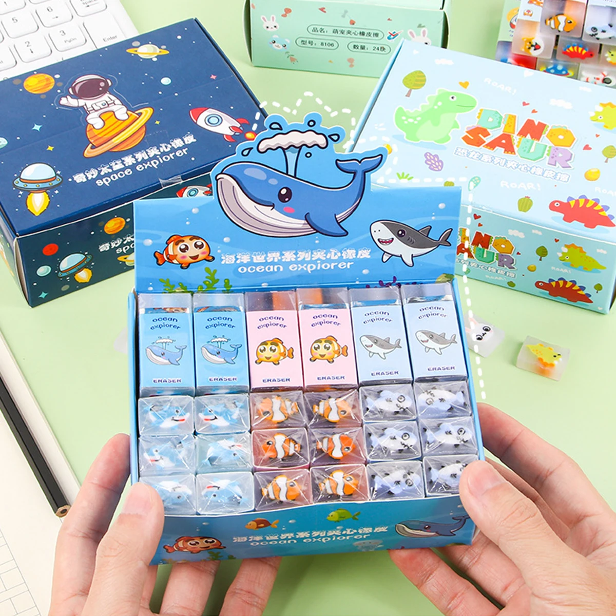 3pcs Cartoon Eraser Dinosaurs Animal Rubbers Eraser Pupils Exam Pencil ...