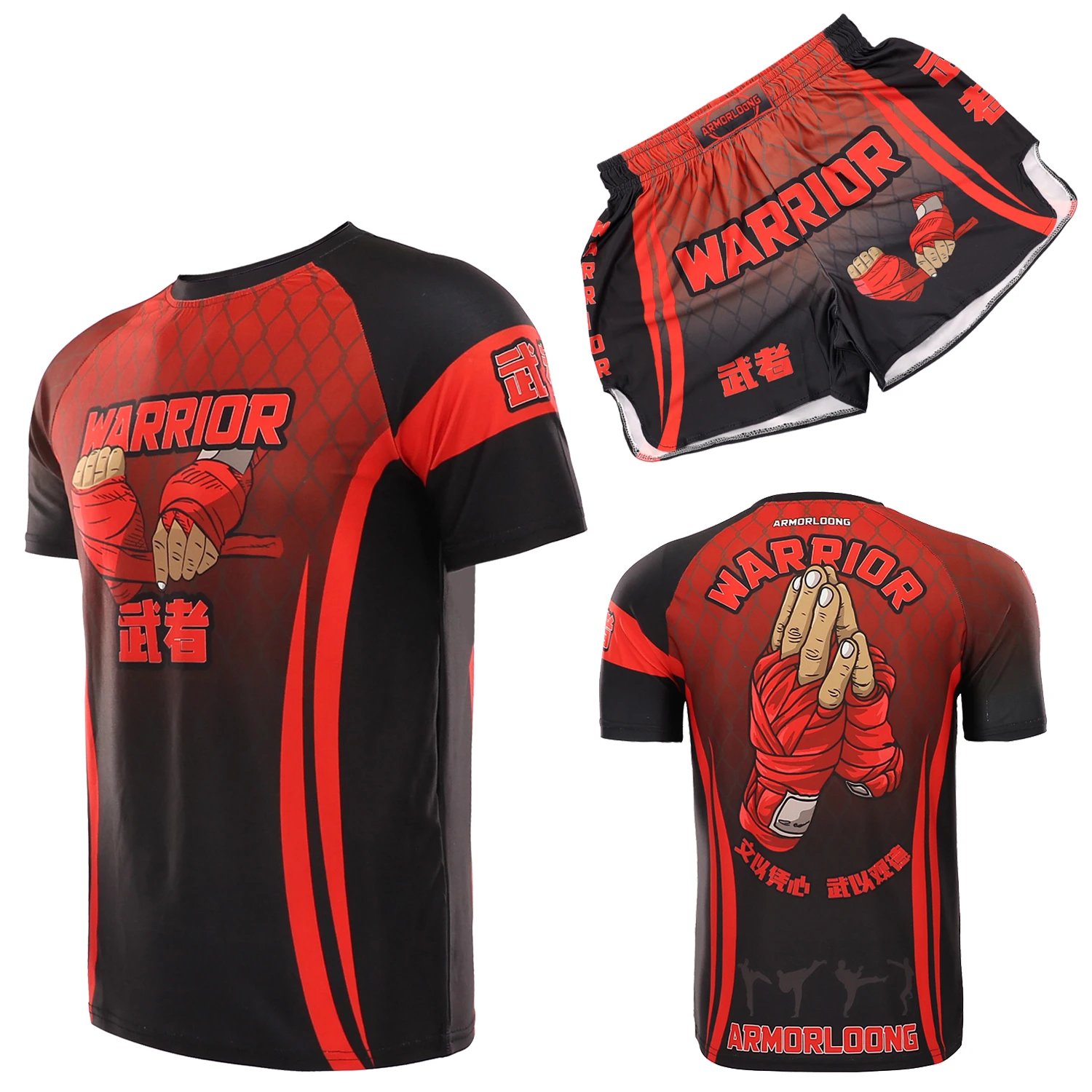 Martial Arts Sanda suit Training Quick dry MMA Short sleeve Shorts Suit ...