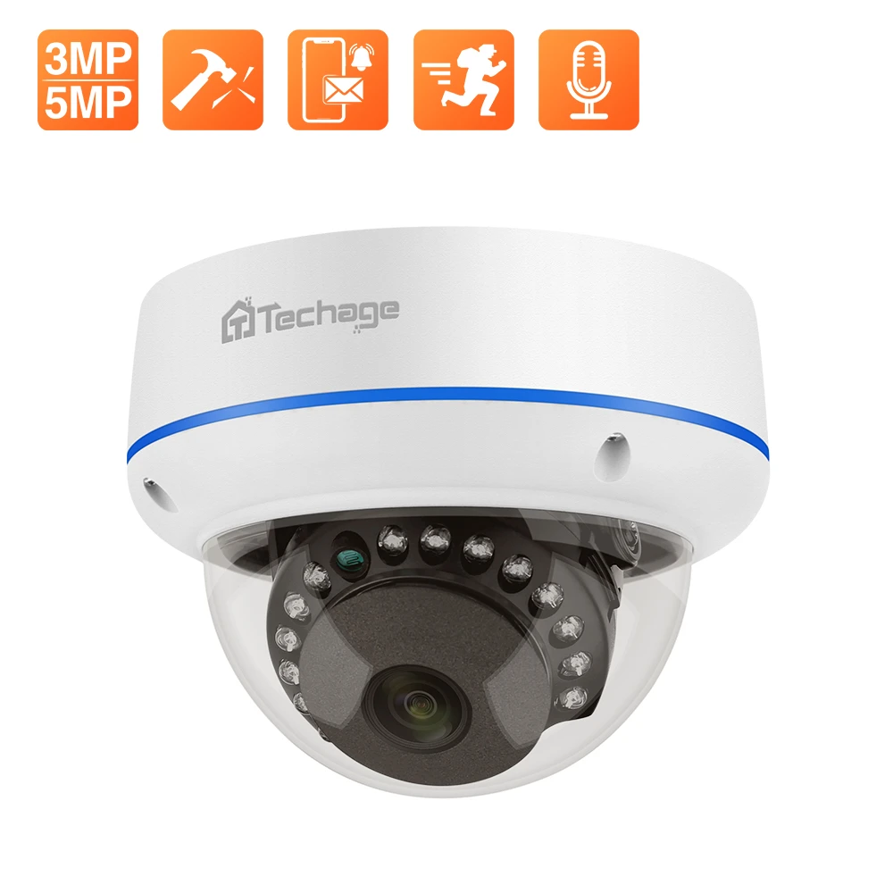 Techage Super Hd 5mp 3mp Poe Ip Camera Indoor Vandal Proof Waterproof ...