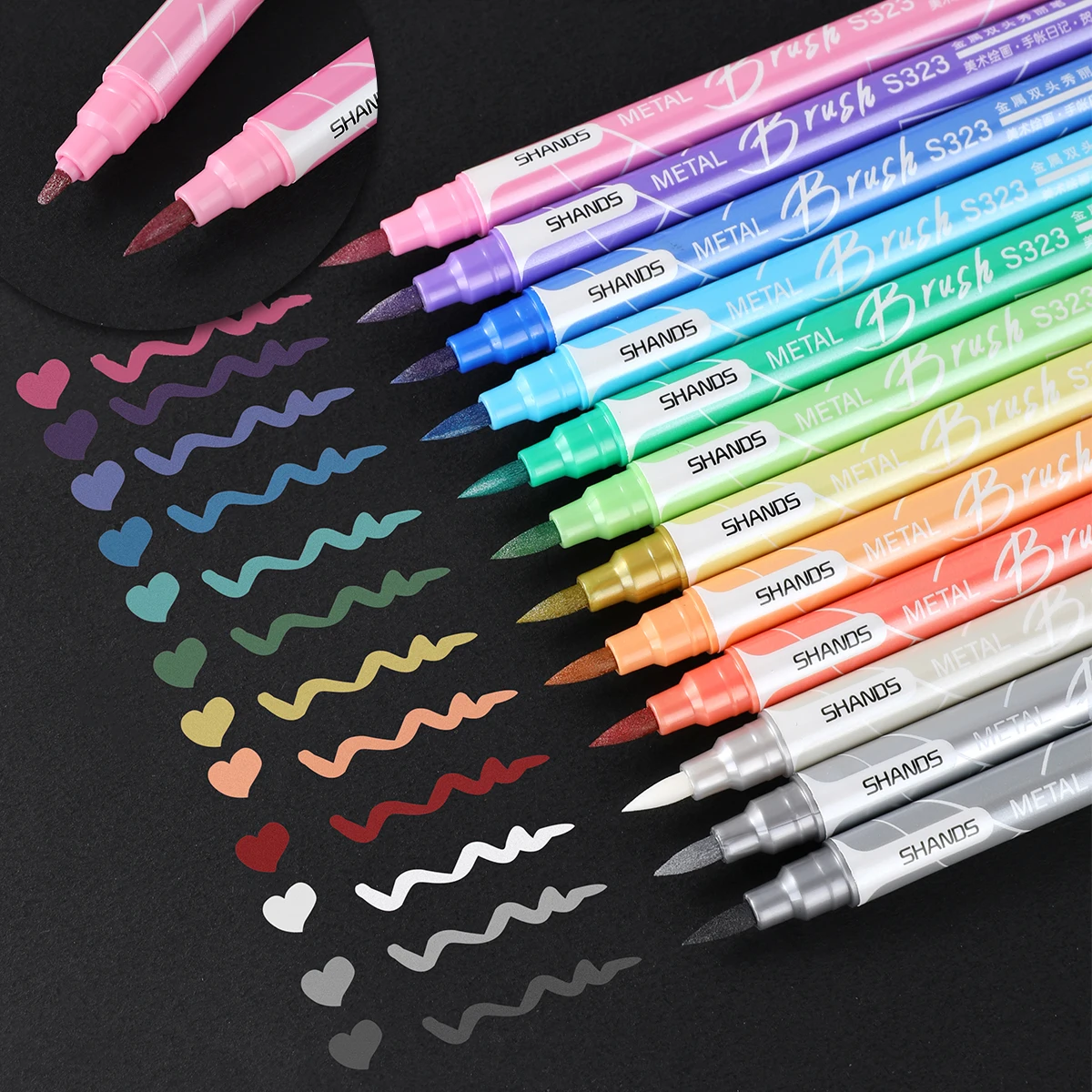 12pcs-metallic-color-double-pointed-Marker-set-suitable-for-adult-and ...