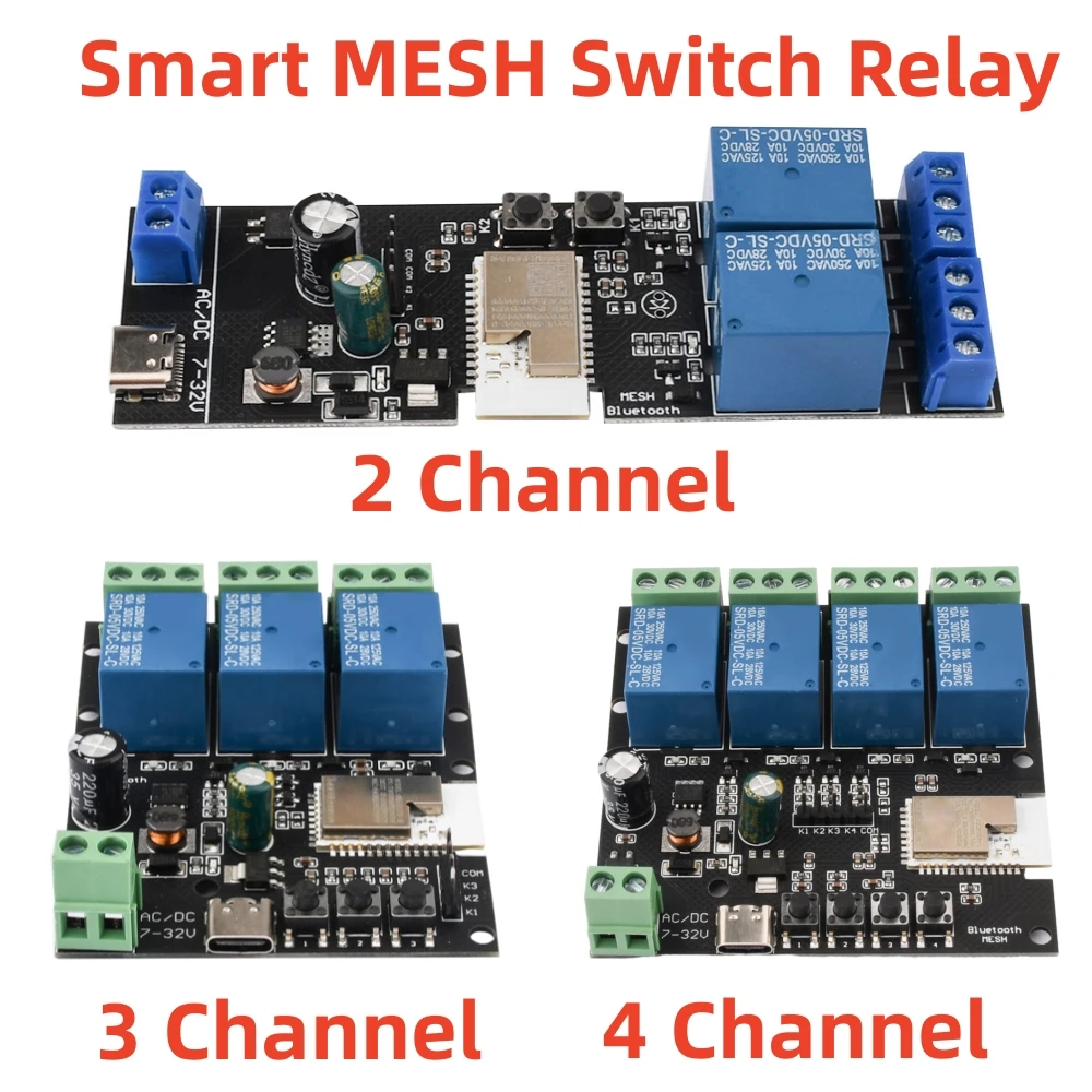 DC-AC-7V-32V-Smart-Bluetooth-MESH-Switch-2-3-4-Channel-Relay-Module ...