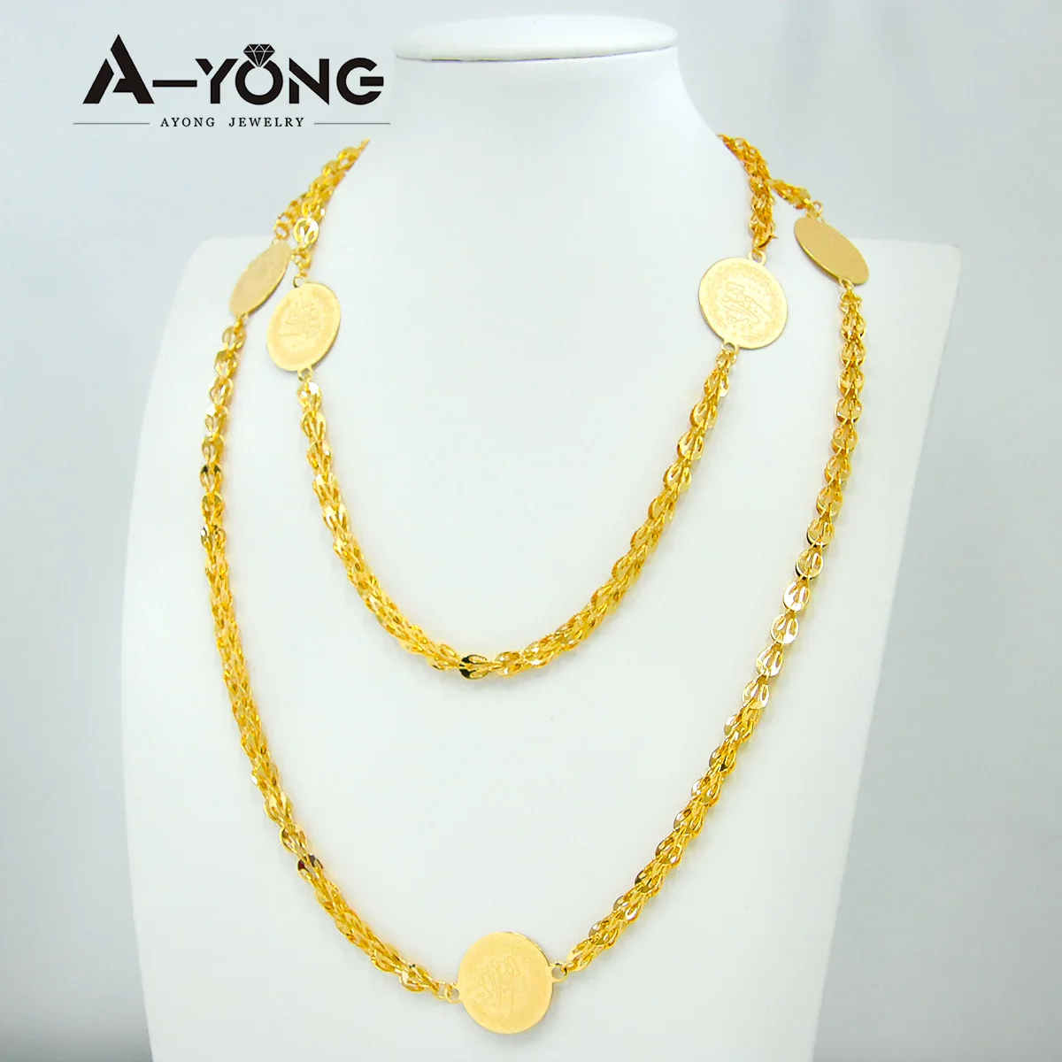 AYONG-Turkish-Coin-Long-Necklace-21k-Gold-Plated-Arab-Middle-East ...