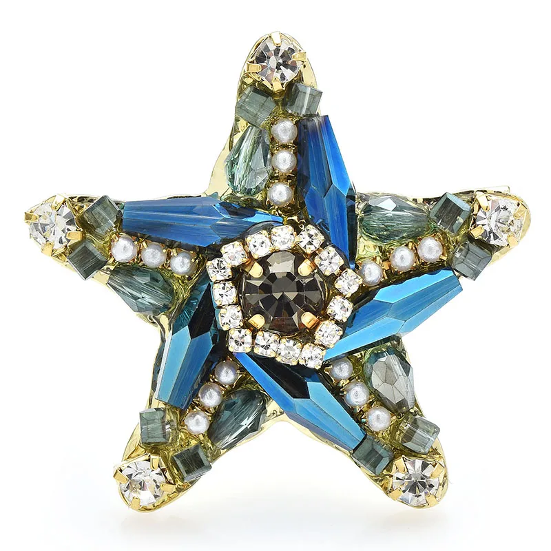 Wuli&baby Handmade Crystal Star Brooches For Women Unisex 2-color Sparkling 5-triangle -star ...