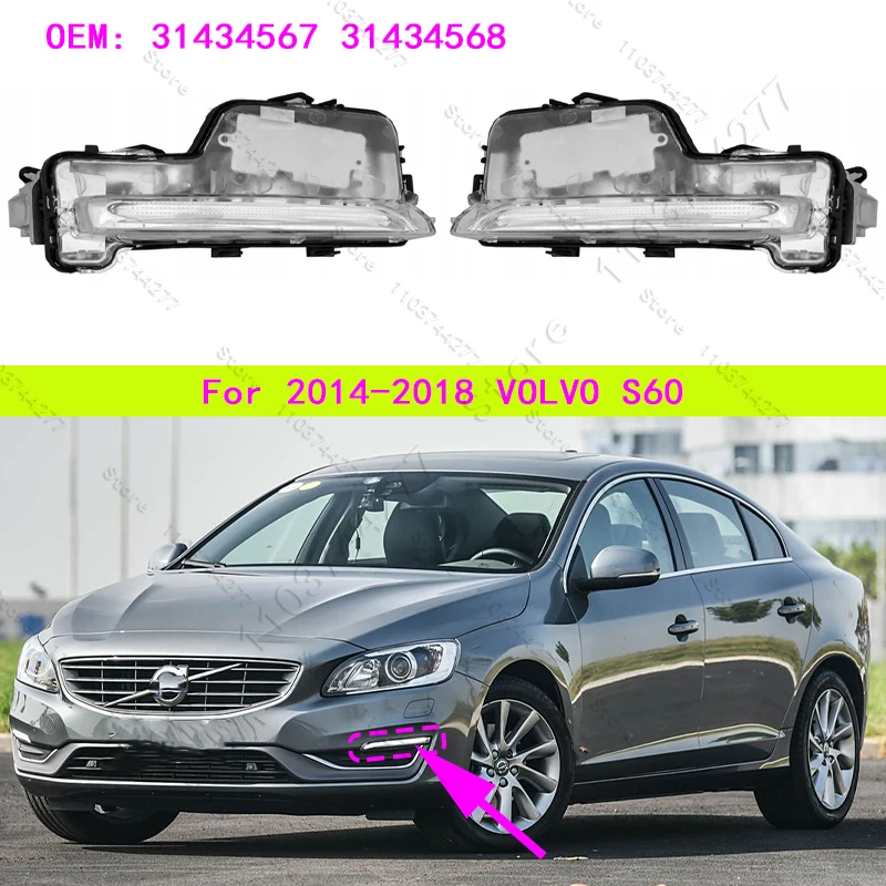 Para 2014-2018 VOLVO S60 inscripción frontal Bumer LED luz de ...