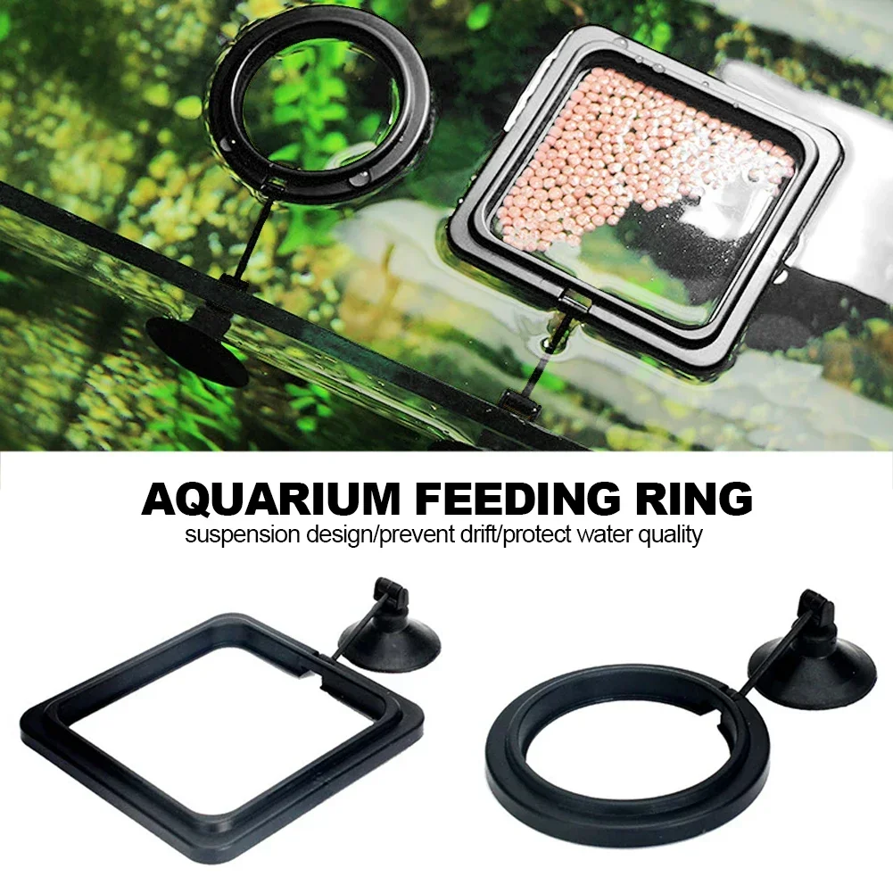 Black Aquarium Feeding Ring Fish Tank Floating Food Tray Feeder Square ...
