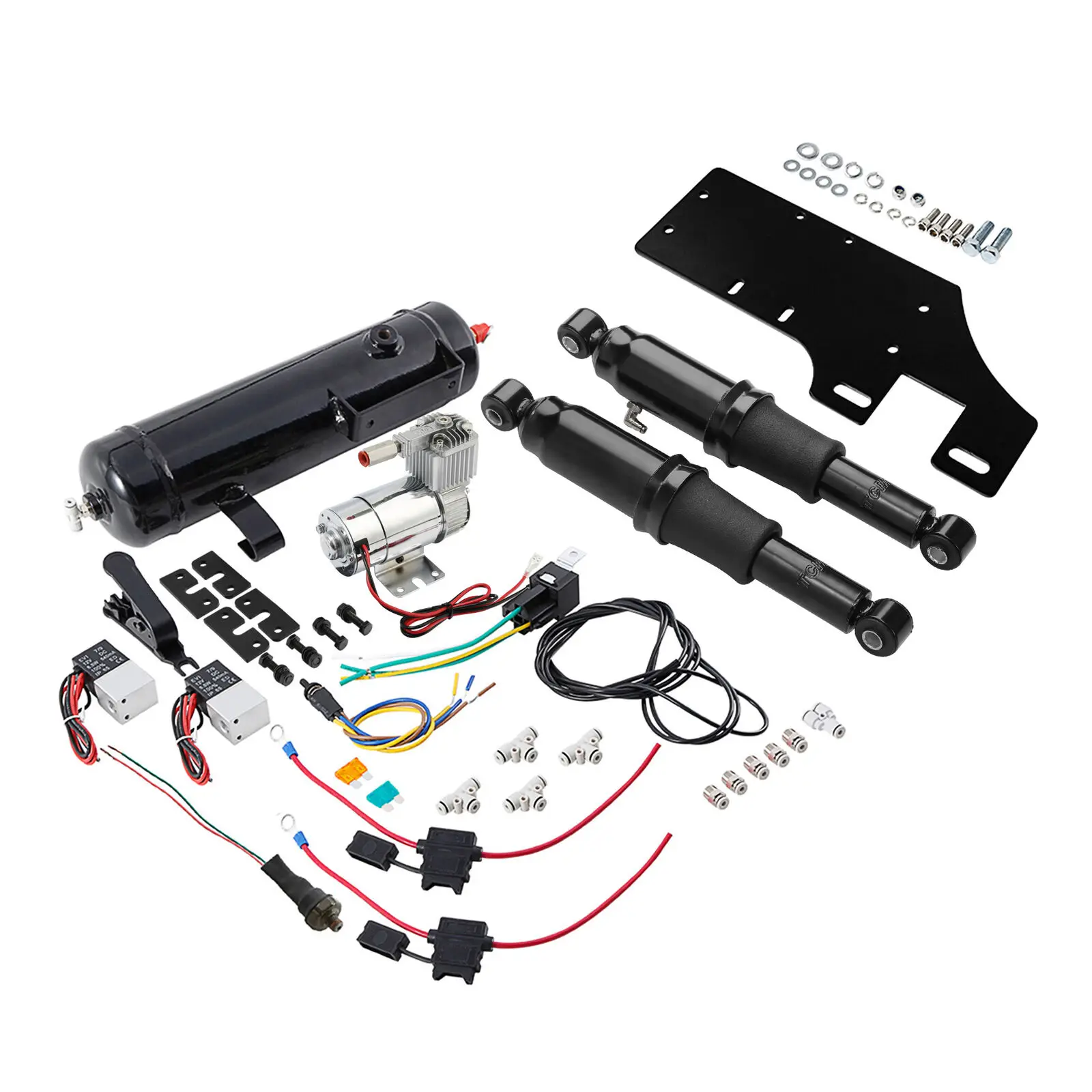 Motorcycle-Rear-Air-Ride-Suspension-w-air-tank-For-Harley-Touring ...