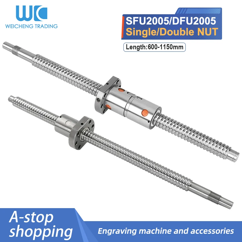 1PC CNC Ball Screw 20mm SFU2005-600/650/700/750/800/850/900/950/1000 ...